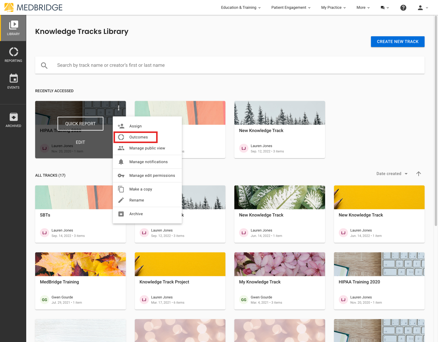 How to unassign or unpublish a Knowledge Track – MedBridge Help Center