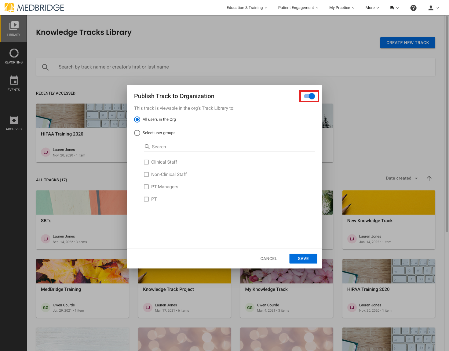 How to unassign or unpublish a Knowledge Track? – MedBridge Help Center