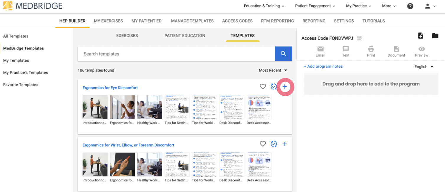 How do I create and use HEP templates? – Medbridge Help Center