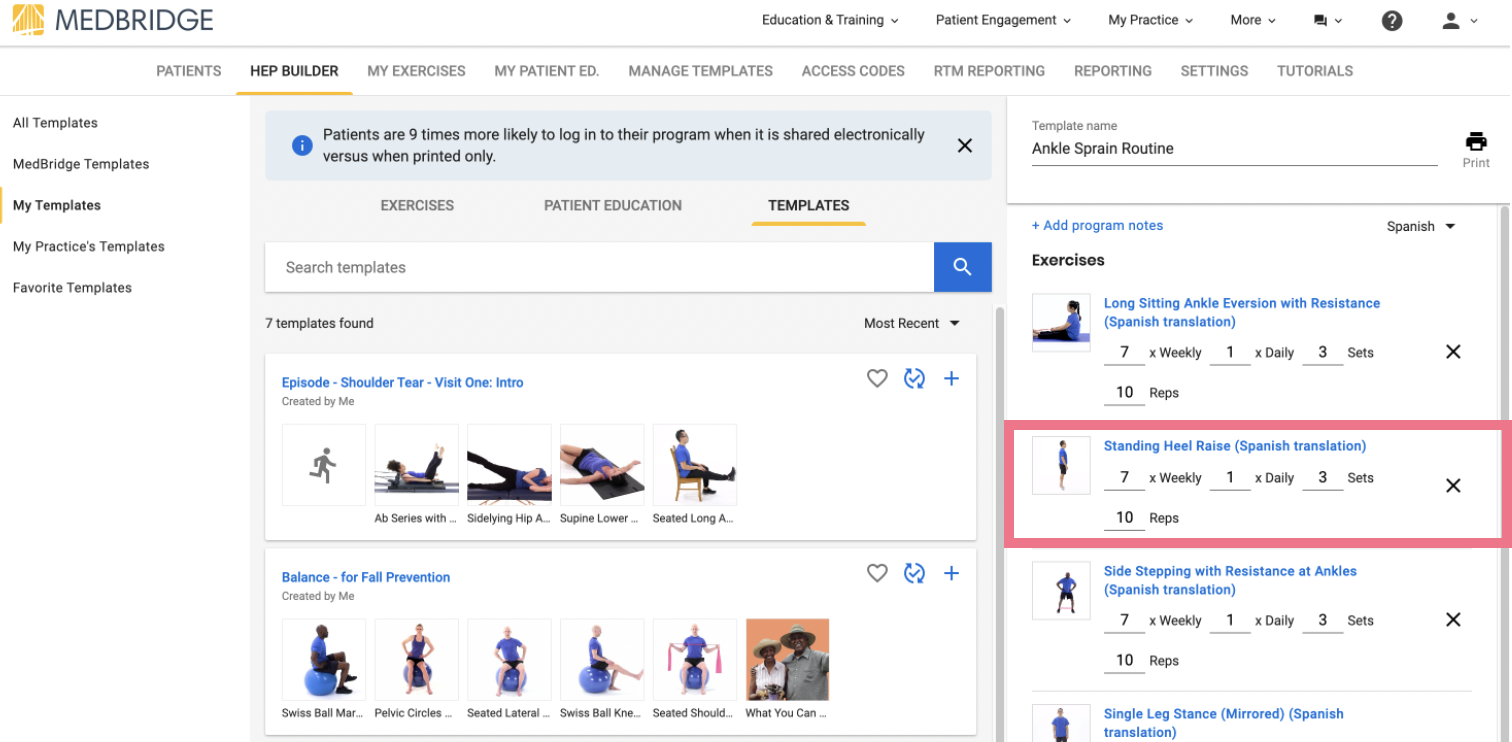 How do I create and use HEP templates? – Medbridge Help Center