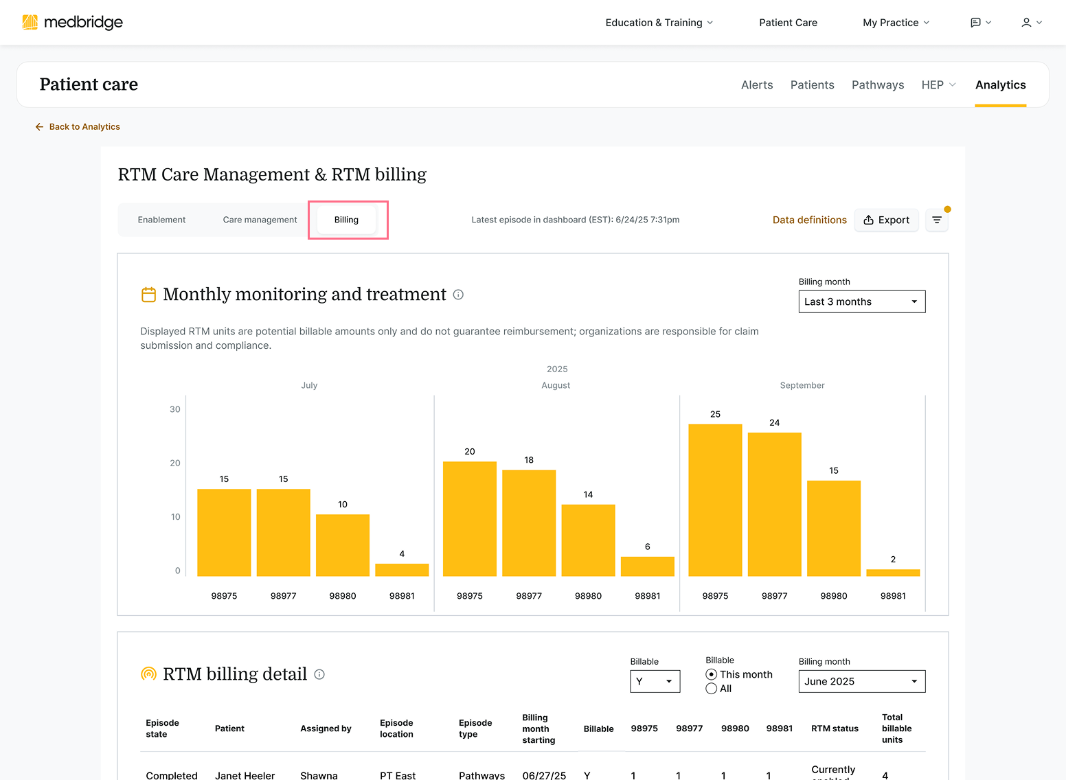 How do I use RTM analytics for HEP episodes? – Medbridge Help Center